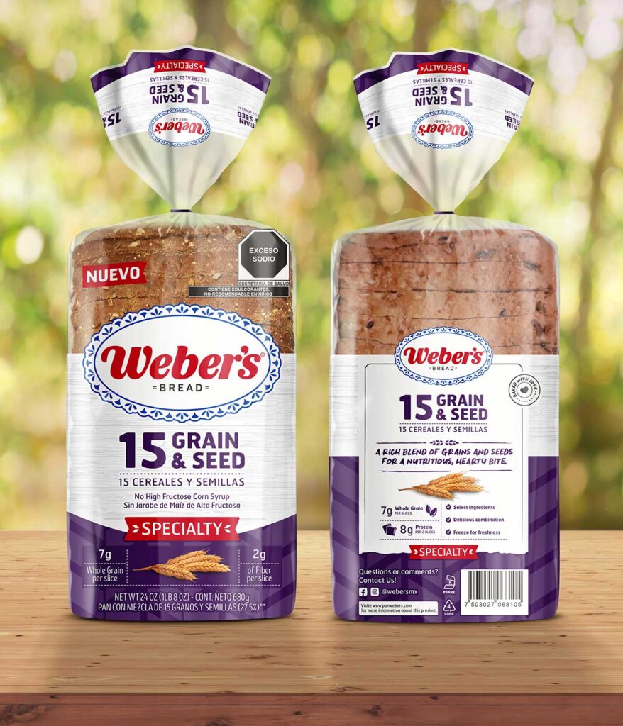 Weber's '15 Grain & Seed' Bread Packaging Design - Imaginity